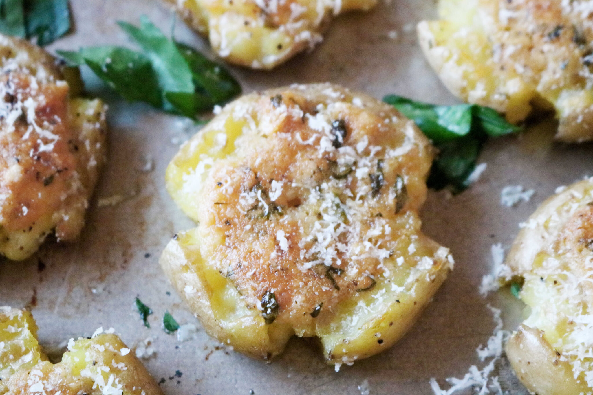 Garlic-Parmesan Roasted Smashed Potatoes Recipe - The Anthony Kitchen