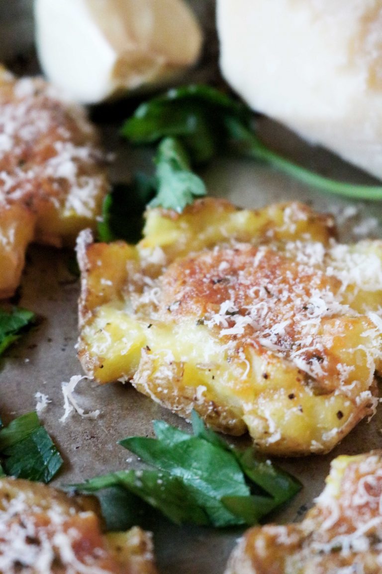 Garlic-Parmesan Roasted Smashed Potatoes Recipe - The Anthony Kitchen