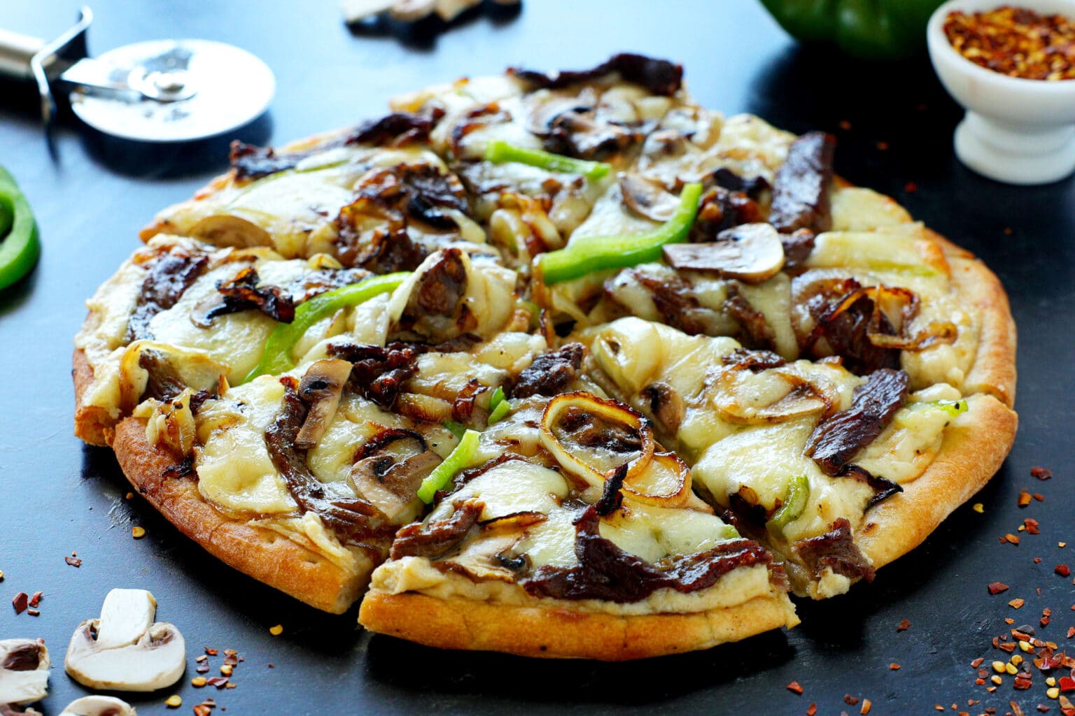 Philly Cheesesteak Pizza (30 Minutes or Less!)