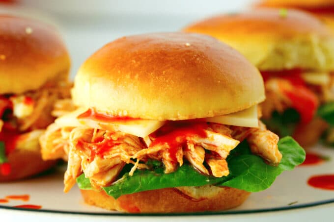 Buffalo Chicken Sliders (Crockpot Recipe!)