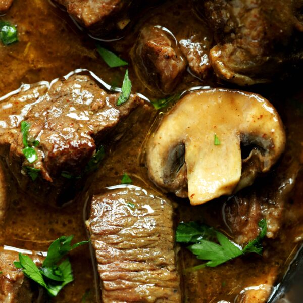 Crockpot Beef Tips (with Rich Brown Gravy)